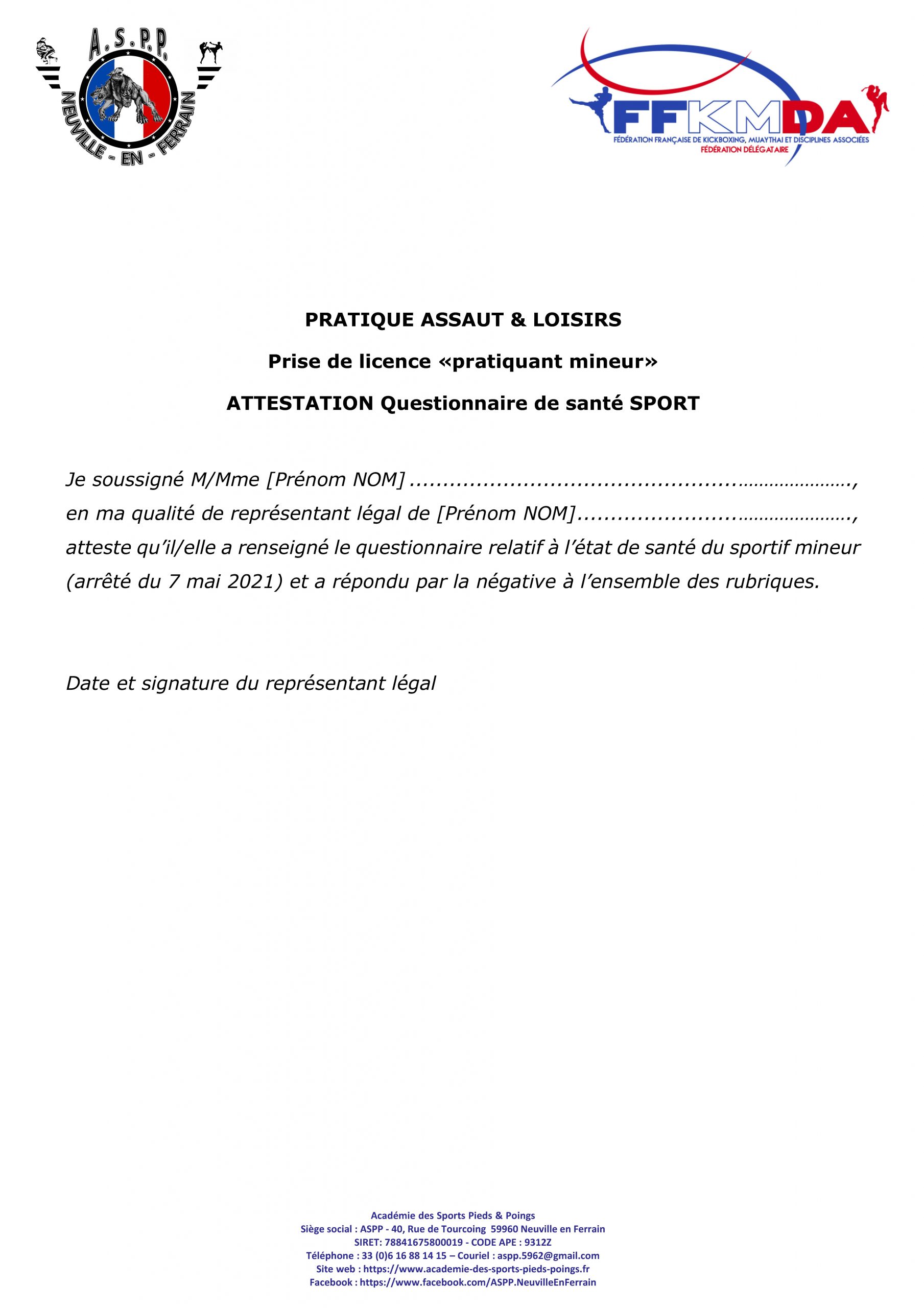 Attestation médicale parentale ASPP pour les mineurs – ACADÉMIE DES ...